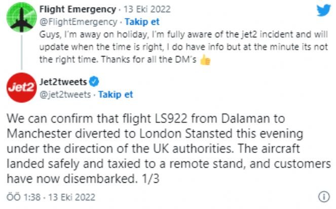 Muğla'dan Manchester'a giden uçakta bomba alarmı