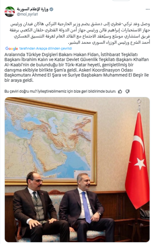 İddia: İbrahim Kalın, Suriye’de Colani ve el-Beşir ile görüştü